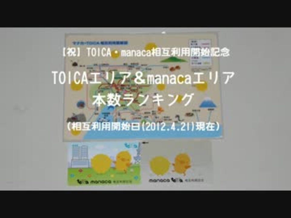 TOICAエリア&manacaエリア本数ランキング - ニコニコ動画