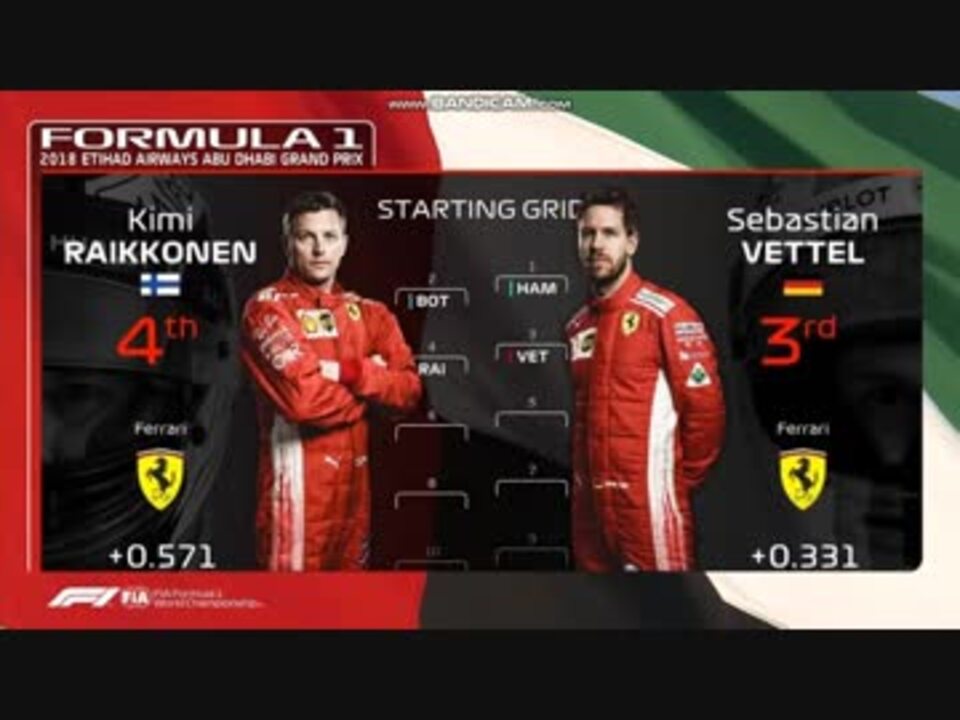 F1 Intro & Starting Grid 2018 Abu Dhabi Grand Prix - ニコニコ動画