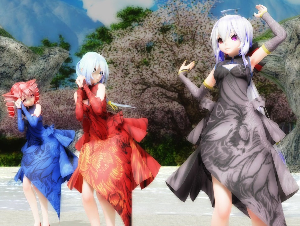 【Ray MMD】ライアーダンス Tda式改変 初音ミク 弱音ハク 重音テト Dress - ニコニコ動画