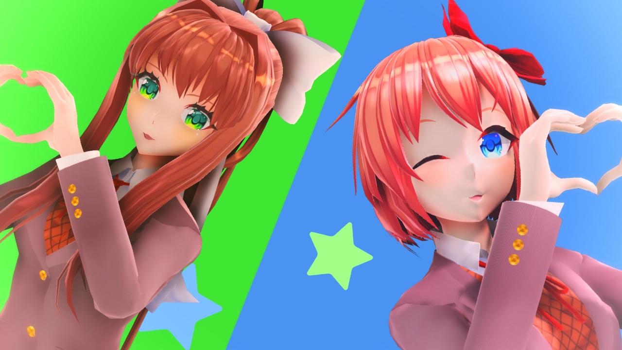 【MMD_DDLC】MonikaとSayoriの「O-Ku-Ri-Mo-No Sunday!」 - ニコニコ動画