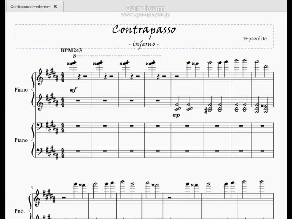 【連弾のための】Contrapasso - inferno - / t+pazolite【楽譜】 - ニコニコ動画