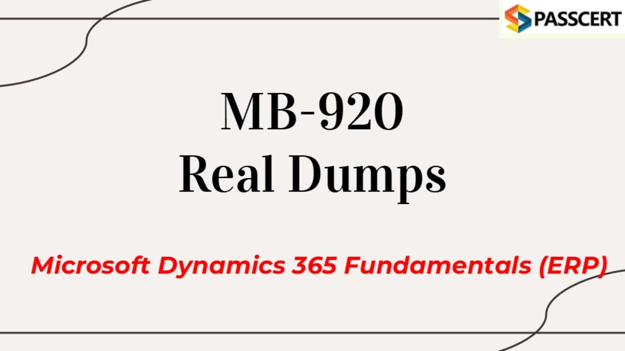 Microsoft Dynamics 365 Fundamentals (ERP) MB-920 Study Guide - ニコニコ動画