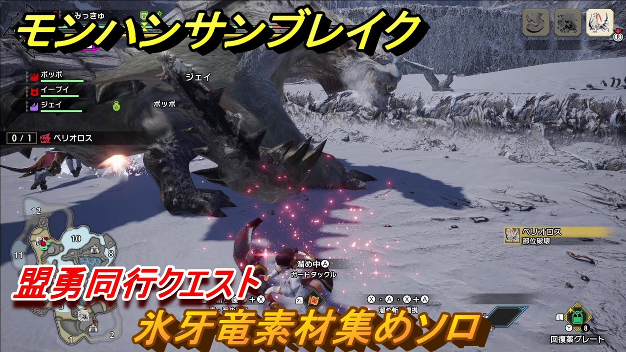 モンハンサンブレイク 氷牙竜素材集めソロ 盟勇同行クエスト ＃898【MHR】 - ニコニコ動画
