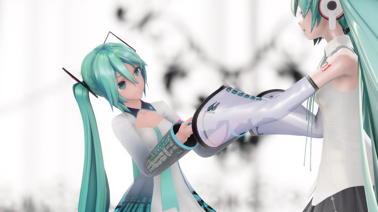 【MMD】YYB式初音ミク＆YYB式初音ミクNTで「ニア」【ちゃんと揺れるわいちゃん】【Ray-MMD】 - ニコニコ動画