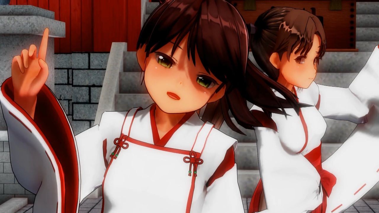 【COM3D2】綾波と敷波でCharm in Love（巫女服ver） - ニコニコ動画