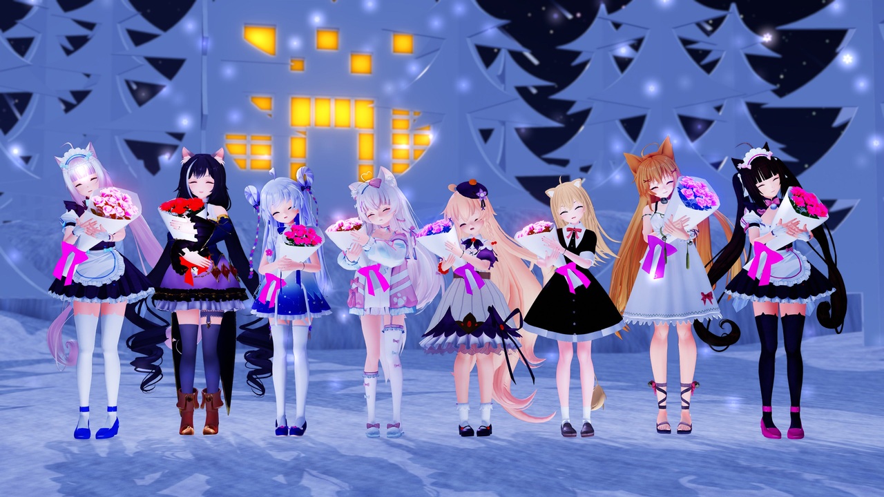 【MMD】8人で『Snow＊Love』 - ニコニコ動画