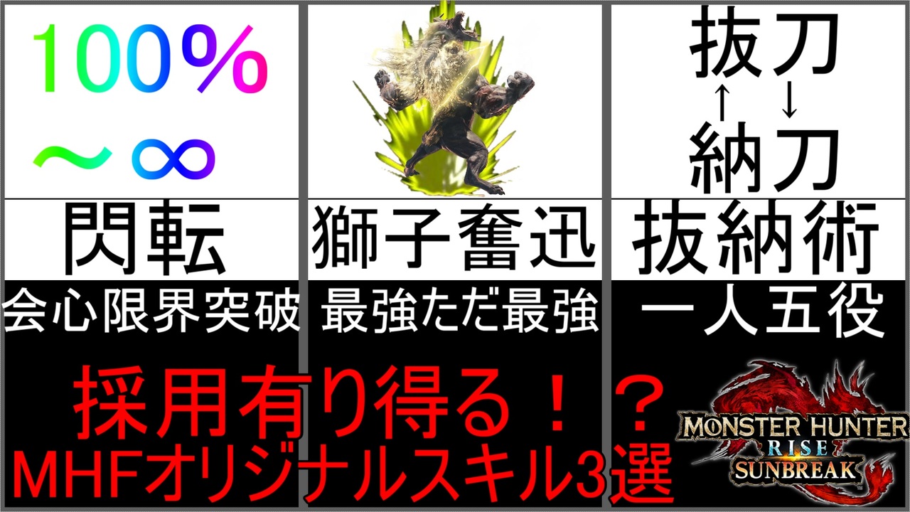 【サンブレイク】採用されるかもしれないMHFスキル3選 - ニコニコ動画