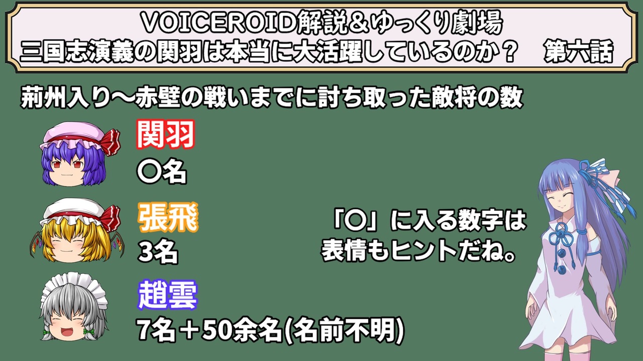 【VOICEROID解説】三国志演義の関羽は本当に大活躍しているのか？ 第六話(荊州防衛戦)【ゆっくり劇場】 - ニコニコ動画