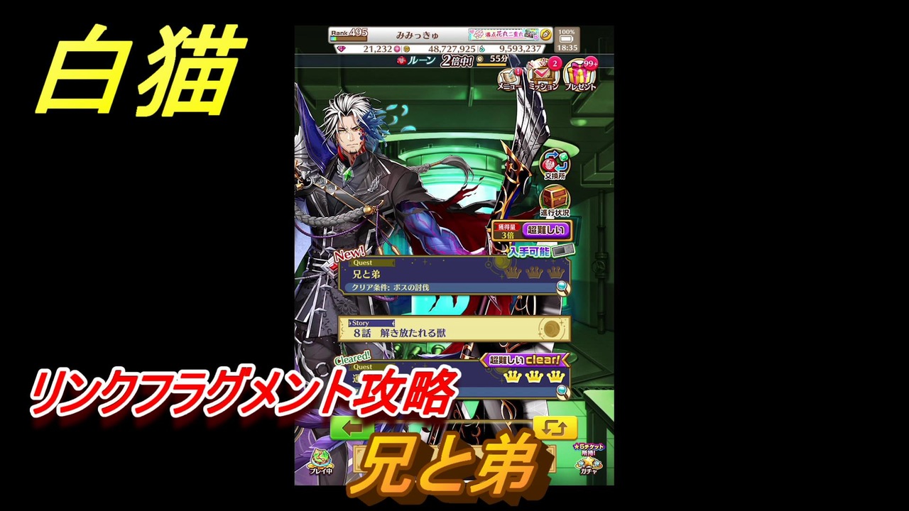 白猫 リンクフラグメント攻略 兄と弟 ガチャキャラ 闇エレノア（双剣）サヤ（槍）ディラン（斧） 9周年エピソード3 ＃16 【白猫プロジェクト ...