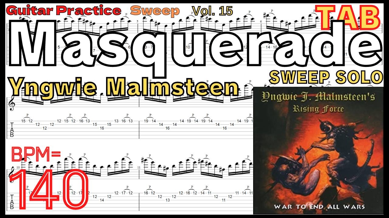 Guitar Shred Yngwie Masquerade TAB Sweep picking BPM140【キソレン kisoren ...