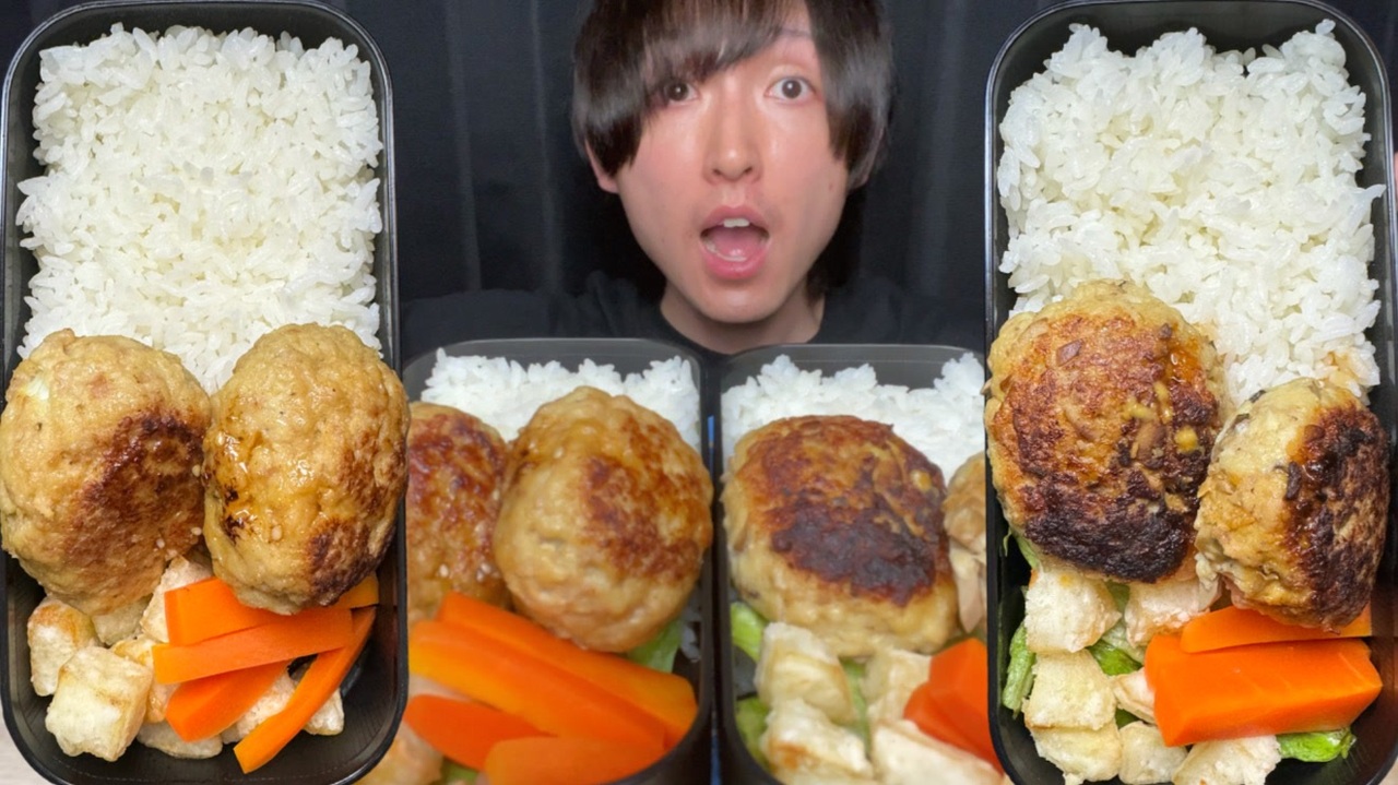 【ASMR】ハンバーグ（海老、カニver.）弁当_飯テロ_咀嚼音_Mukbang_Eating sounds】【日本字幕_韓国語字幕_英語字幕 ...