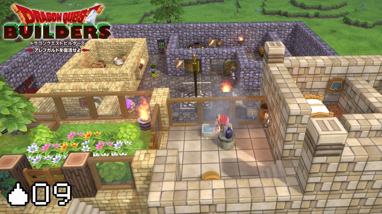 自ら築き上げた街を眼下に浴びる風呂は最高だな！【DQB実況#09】 - ニコニコ動画