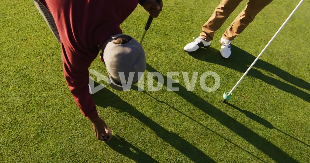 Video of midsection of diverse male friends playing golf on golf field - ニコニコ動画