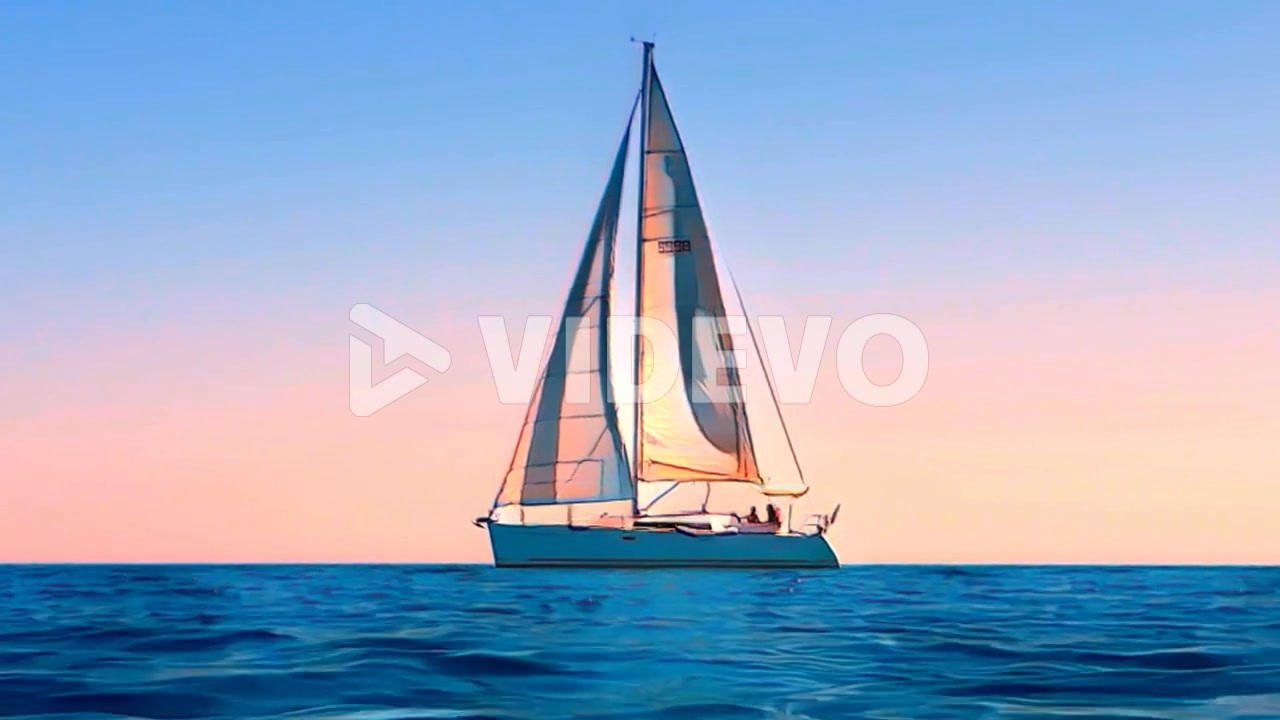 Cartoon animation of sailing sailboat at sunset or sunrise - ニコニコ動画