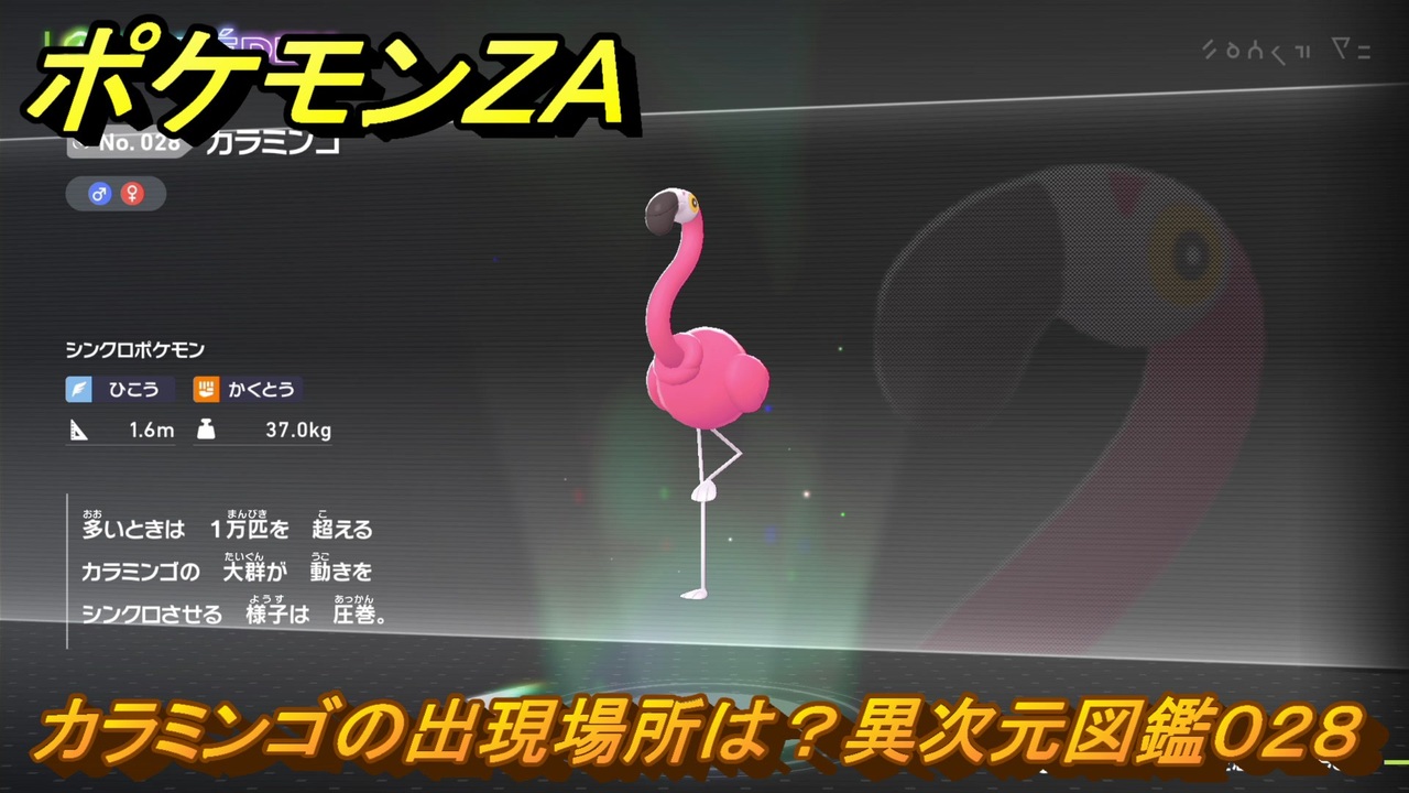 ポケモンZA カラミンゴの出現場所は？異次元図鑑028 ＃770 【DLC「M次元ラッシュ」】 - ニコニコ動画